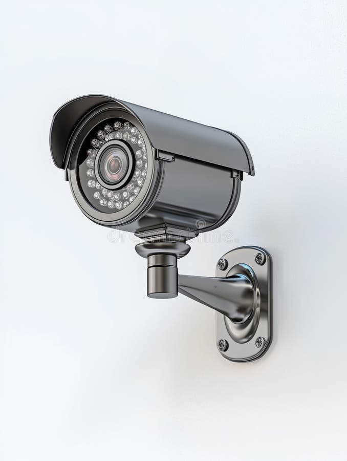 High-Definition CCTV Security Camera Mounted on a Wall Stock ...