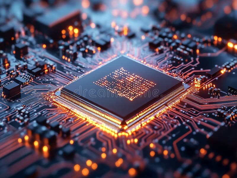 Close Up HD View of a Detail Computing Chip Background Stock ...