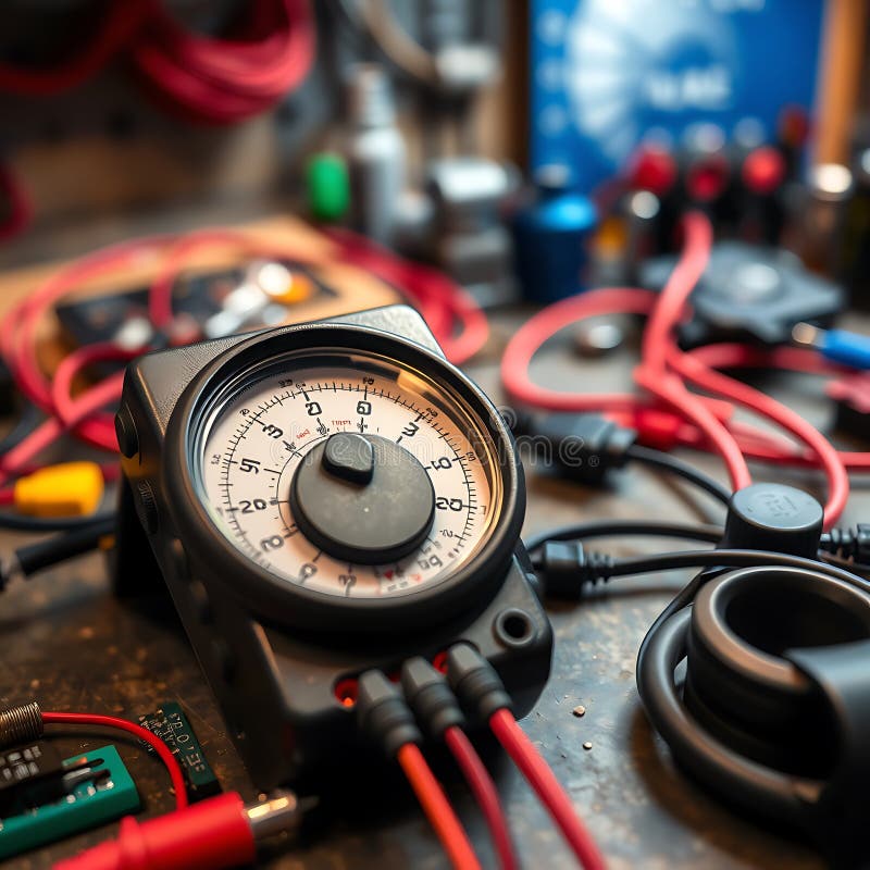 A High Definition Close Up of a Multimeters Analog Dial with a Blurred ...