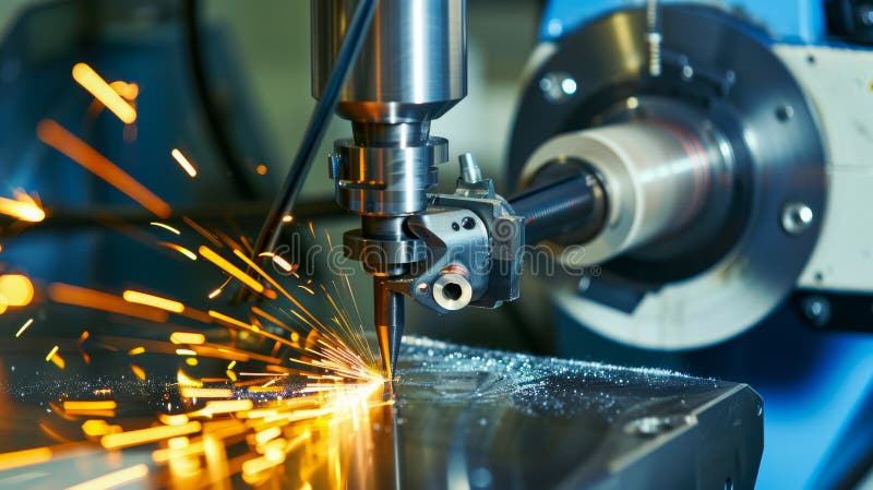 Close-Up of CNC Laser Cutting Machine in Action Stock Illustration ...