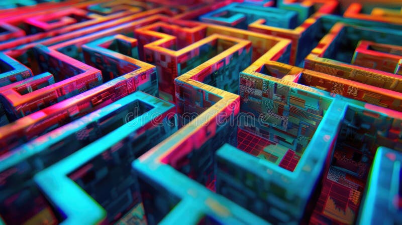 High Definition Complex 3D Geometric Maze Featuring Interwoven Paths ...