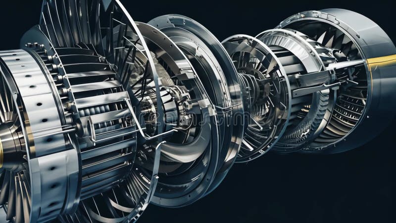 Advanced Aerospace Jet Engine Design with Detailed Internal Components ...