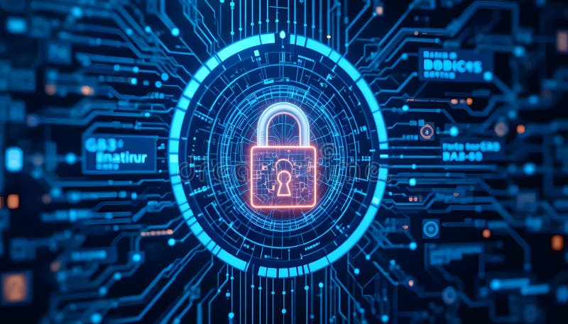 High-Definition Digital Security Concept with Lock Symbol on Futuristic ...