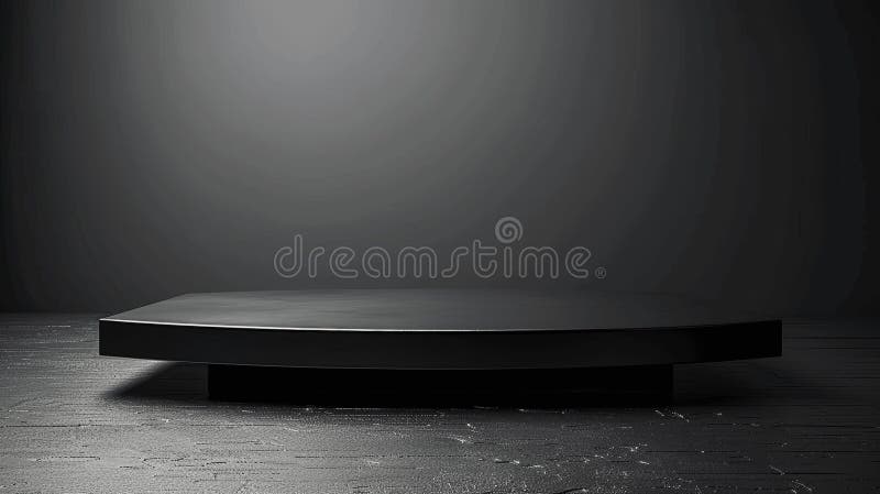High Definition Empty Black Table on Dark Grey Studio Background with ...