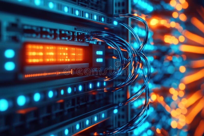 Close Up Computer Server Racks Cables Lights Stock Photos - Free ...