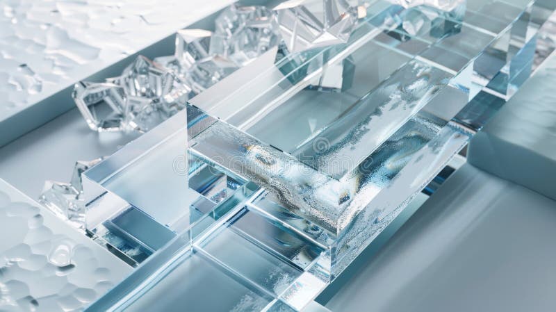 Crystal Clear Ice Textures on Glossy Surface Stock Illustration ...
