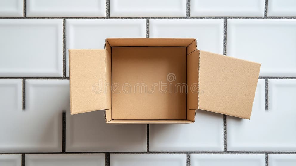 High Definition Image of an Empty Cardboard Box Seen from Above Stock ...