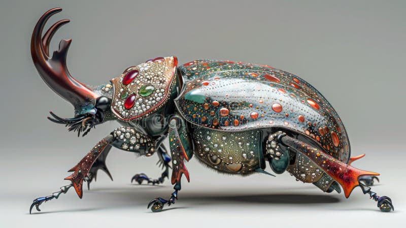 High-Definition Image of a Rhinoceros Beetle with Horn and Thick Armor ...