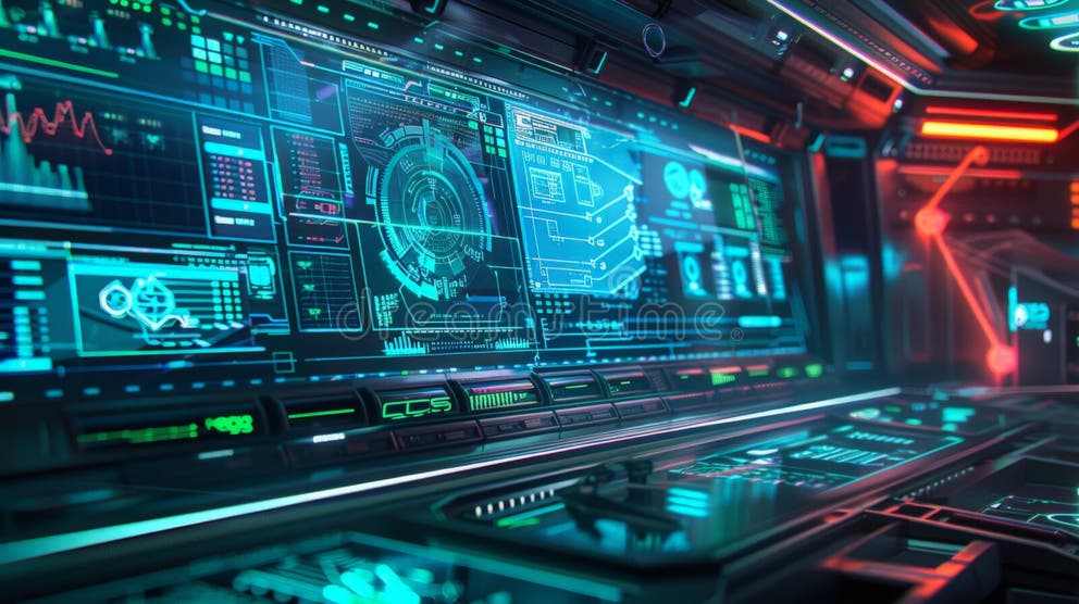 Advanced Futuristic Command Center Interface Stock Photo - Image of ...