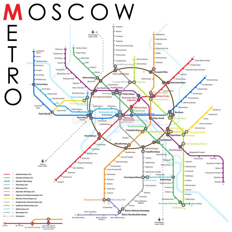 High Definition Moscow Metro Map, Edittable Vector Illustration Stock ...