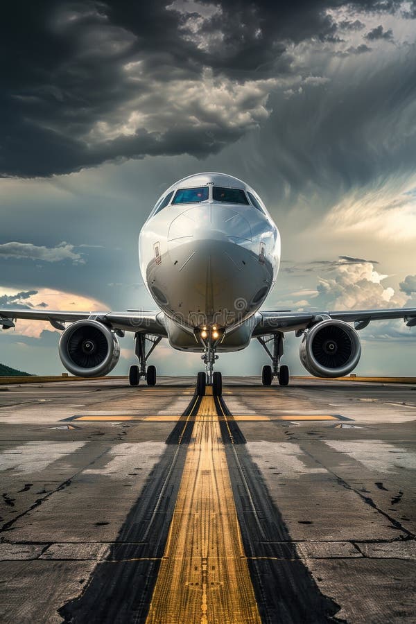 High-definition Photograph of an Airliner on the Runway. Stock ...