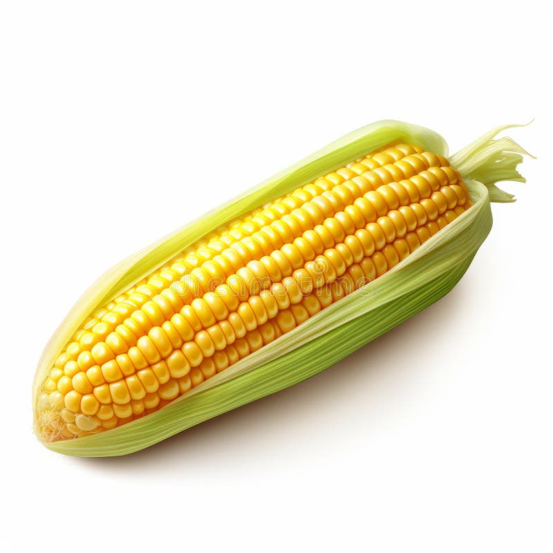 Highly Realistic and Detailed Corn on the Cob Isolated on White Stock ...