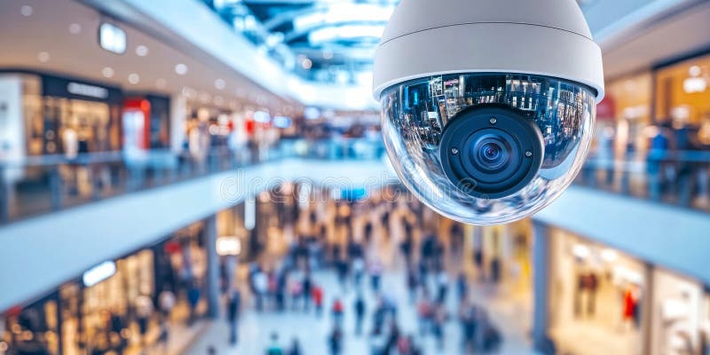 A High-definition Security Camera Captures a Busy Shopping Mall Scene ...