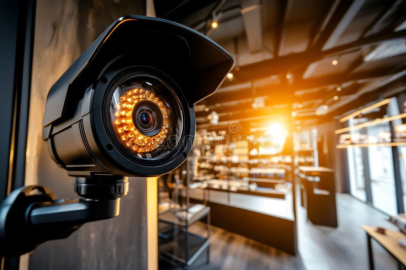 High-Definition Security Camera Monitoring Modern Retail Store Interior ...