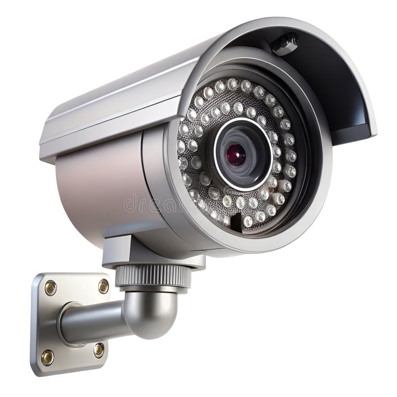 High Definition Silver Security Camera with Protective Visor Isolated ...