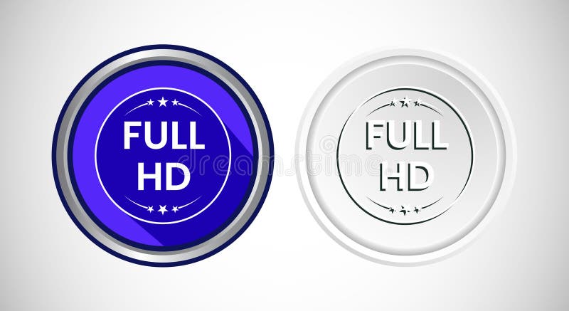 High Definition TV Icon Button Set Design Illustration Stock Vector ...