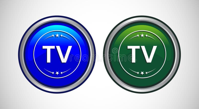 High Definition TV Icon Button Set Design Illustration Stock Vector ...