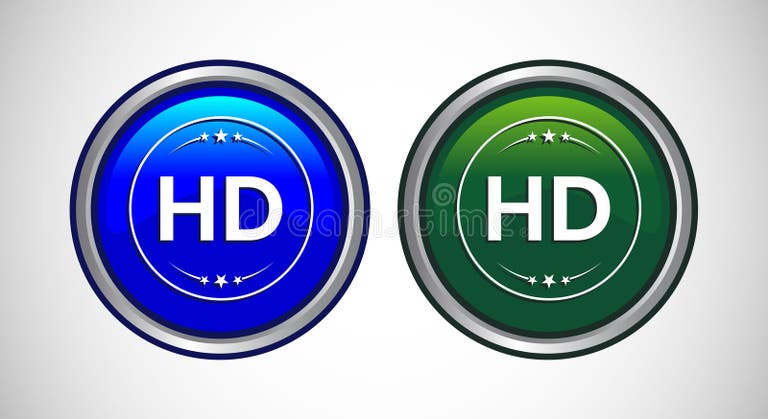High Definition TV Icon Button Set Design Illustration Stock Vector ...