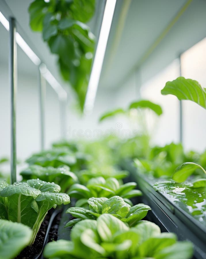 High Definition View of Row of Vegetables Hydroponic Garden Stock Image ...