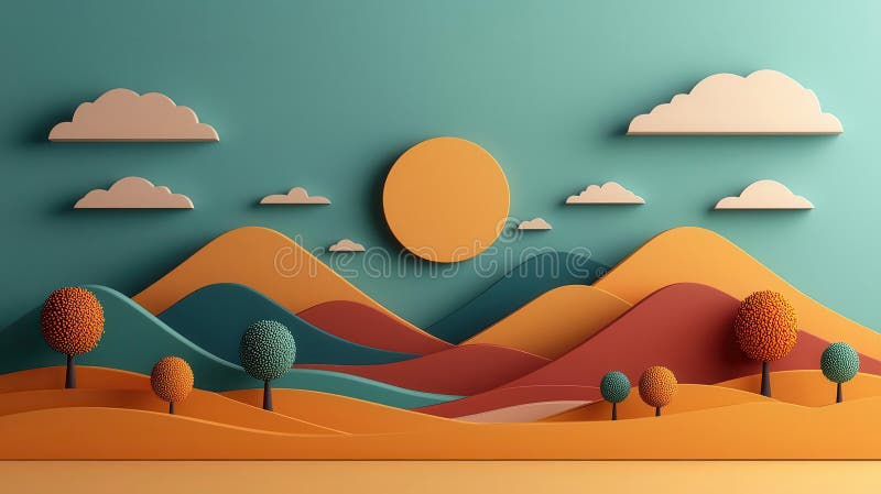 High Desert Landscape Flat Design Top View Midday Theme 3D Render ...