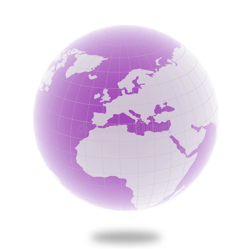 Violet 3D Vector Earth - Globe Collection with Undistorted 2D World Map ...