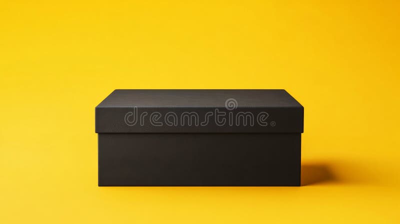 High-detail Black Rectangular Box on a Vibrant Yellow Background ...