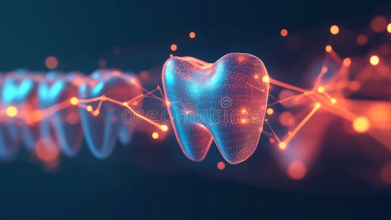 High-detail 3D Image of White Teeth Featuring a Sparkling Effect. Stock ...