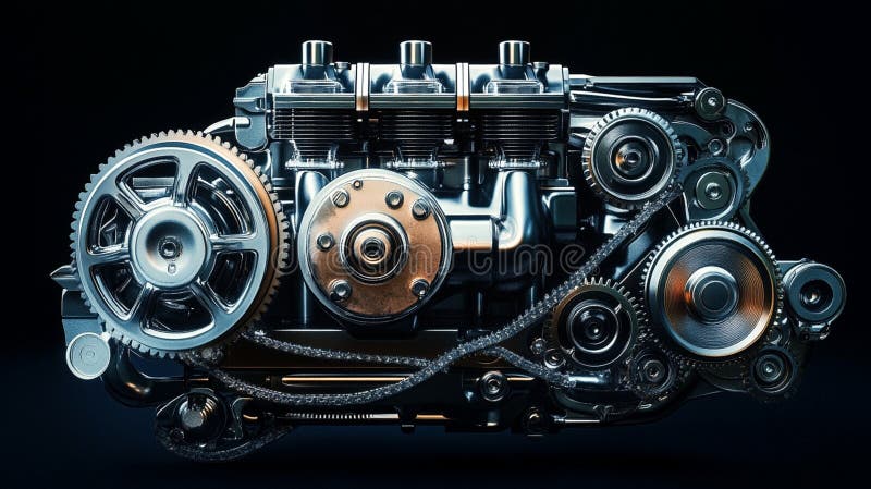 Detailed 3D Render of a Powerful Engine Mechanical System Automotive ...