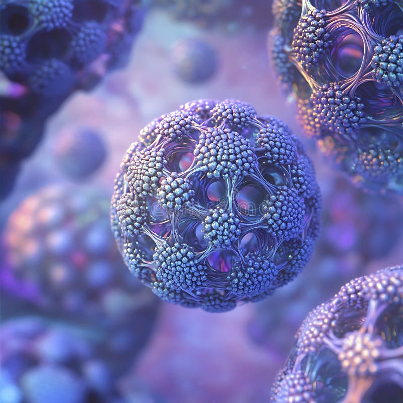 High-Detail HPV Virus Particles on Cellular Background Stock Image ...