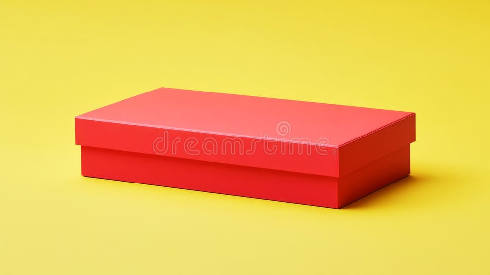 High-detail Rectangular Red Box Mockup on Solid Yellow Canvas ...