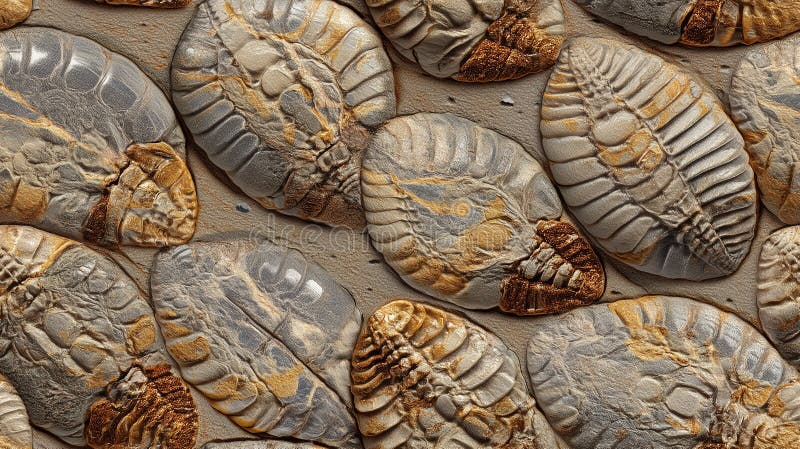 Close-up Texture of Trilobite Fossils in Sedimentary Stone with Mineral ...