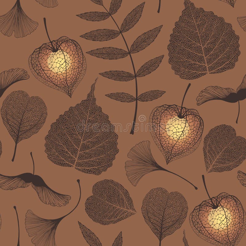 High Detail Skeleton Leaf Vector Seamless Pattern Stock Vector ...