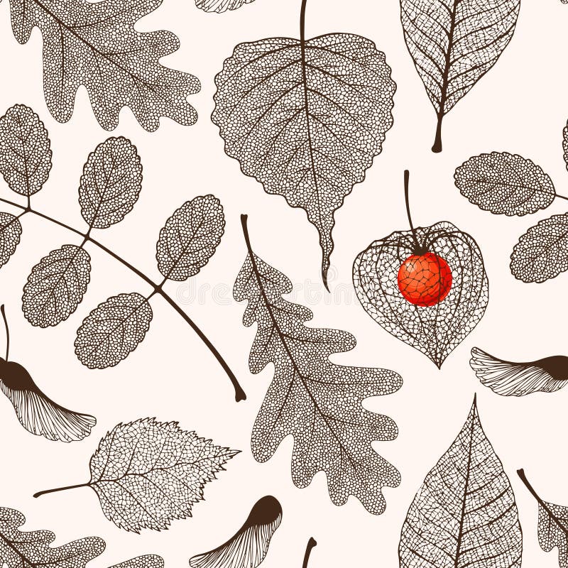High Detail Skeleton Leaf Vector Seamless Pattern Stock Vector ...