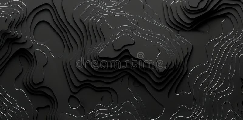 Elegant Black Topographic Wallpaper. Minimalist Design Concept Stock ...
