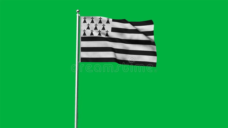 High Detailed Flag of Brittany. National Brittany Flag. 3D Render Stock ...