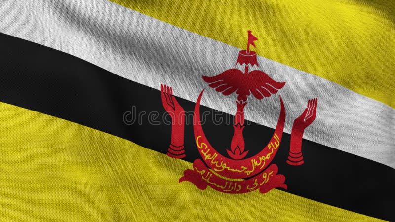 High Detailed Flag of Brunei. National Brunei Flag. Asia Stock ...
