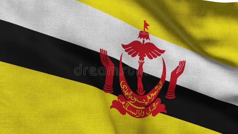 High Detailed Flag of Brunei. National Brunei Flag. Asia Stock ...