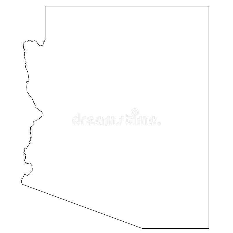 High Detailed Illustration Map - Outline Arizona State Map Stock ...