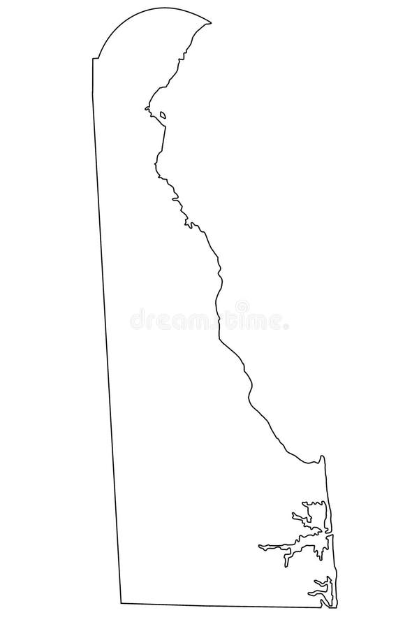 High Detailed Illustration Map - Outline Delaware State Map Stock ...