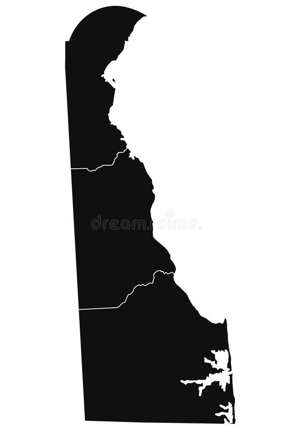 High Detailed Illustration Map - Outline Delaware State Map with ...