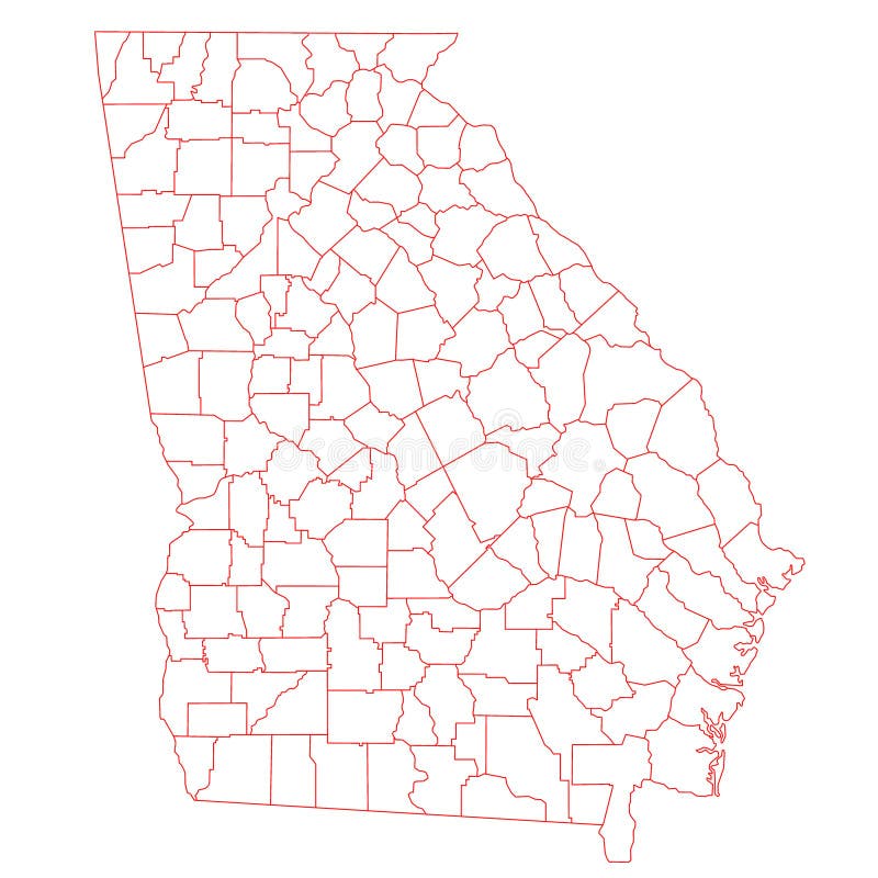 High Detailed Illustration Map - Outline Georgia State Map Stock ...