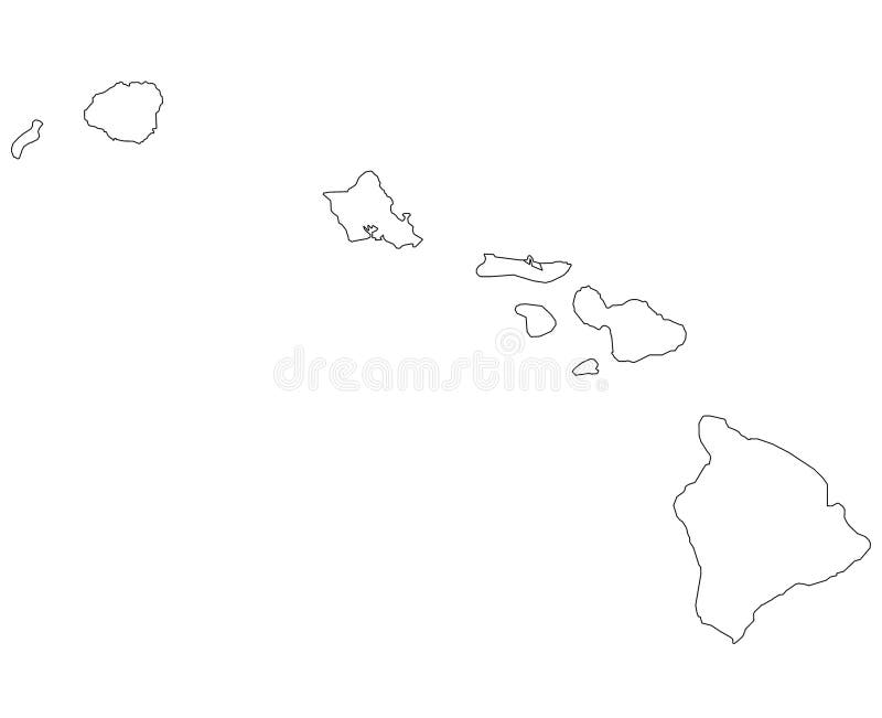High Detailed Illustration Map - Outline Hawaii State Map Stock ...