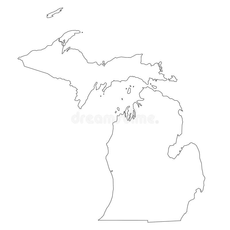 High Detailed Illustration Map - Outline Michigan State Map Stock ...