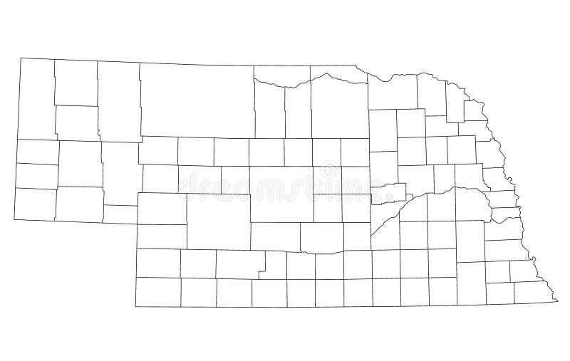 High Detailed Illustration Map - Outline Nebraska State Map Stock ...