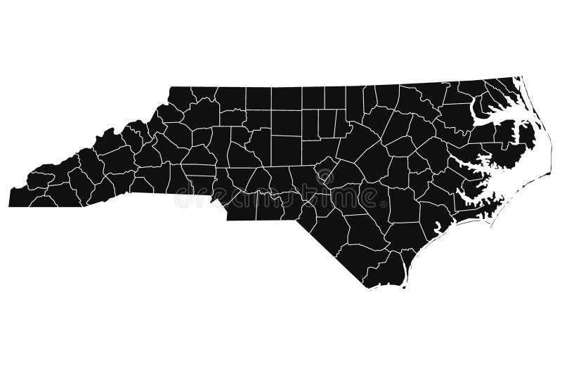 High Detailed Illustration Map - Outline North Carolina State Map Stock ...