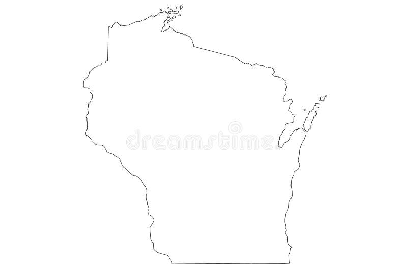 High Detailed Illustration Map - Outline Wisconsin State Map Stock ...