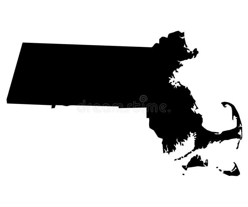 High Detailed Illustration Map - Solid Massachusetts State Map Stock ...