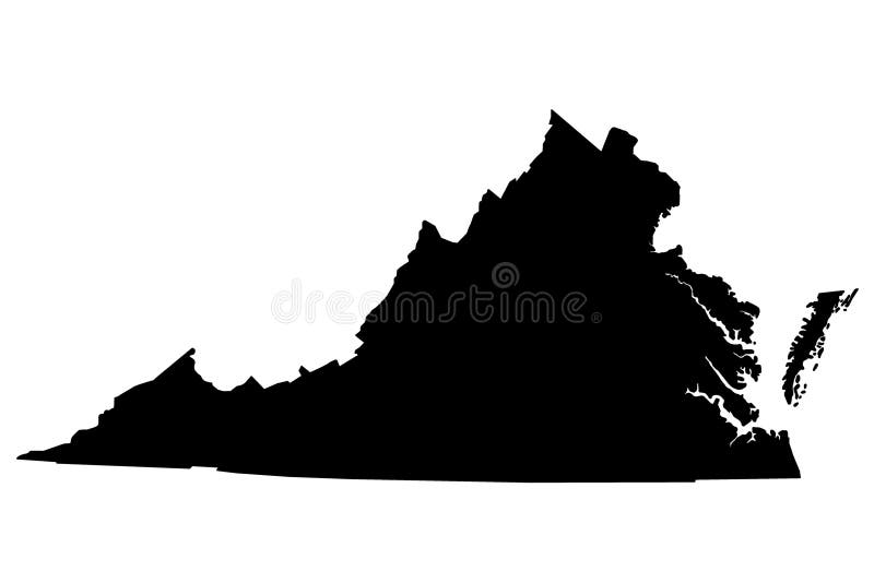 High Detailed Illustration Map - Solid Virginia State Map Stock ...