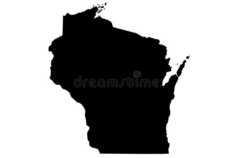 High Detailed Illustration Map - Solid Wisconsin State Map Stock ...