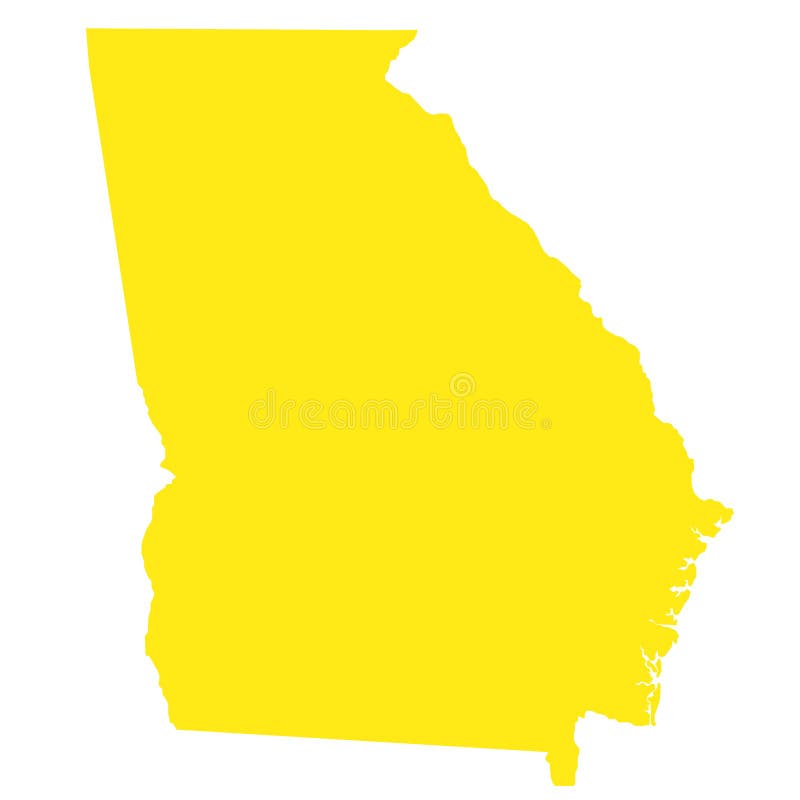 High Detailed Illustration Map - Yellow Georgia State Map Stock ...